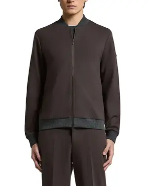 Peserico Cotton Blend Double Interlock Zip Sweater - Deep Brown