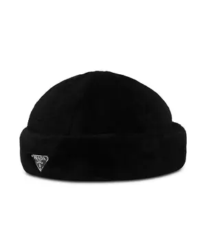 Prada Shearling Hat - Black
