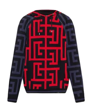 Balmain Maxi Monogram Hoodie - Black