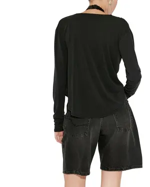 Free People Jane Long Sleeve Cowl Neck Top - Black
