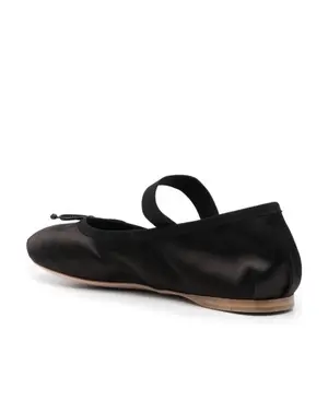 Miu Miu Satin Ballerina Flats With Bow Detail - Black