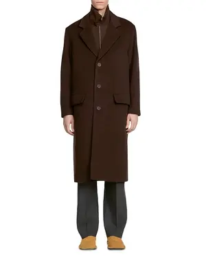 Sandro William Heather Wool Blend Long Coat - Chocolate