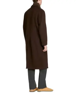 Sandro William Heather Wool Blend Long Coat - Chocolate