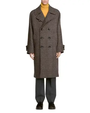 Sandro Otto Wool Blend Check Double-breasted Coat