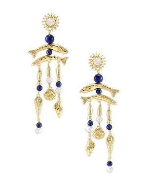 ANABEL ARAM Milos Fish Statement Earrings - Gold
