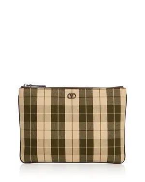 Valentino Garavani Vlogo Checked Flat Pouch