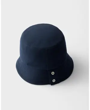Prada Pique Bucket Hat With Embroidered Logo - Navy