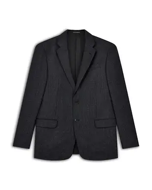 Emporio Armani Regular Fit Textured Wool Blend Blazer - Black/grey