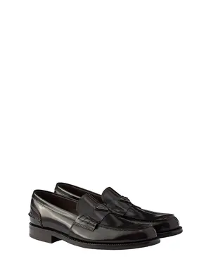 Prada Brushed Leather Loafers - Brown