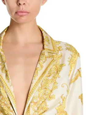 Versace Twill Plunging Neck Top With Front Tie