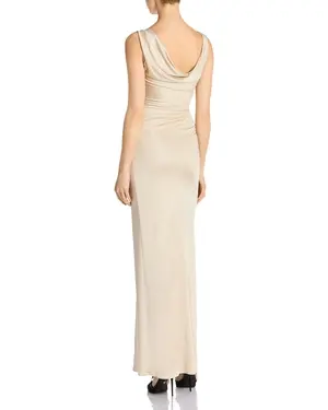Versace Cowl Neck Ruched Gown