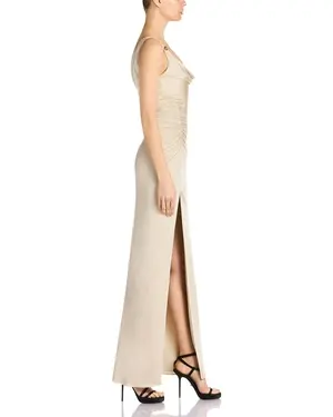 Versace Cowl Neck Ruched Gown