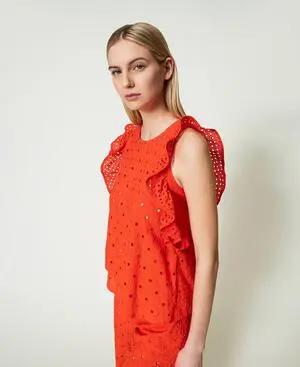 TWINSET Broderie Anglaise Ruffled Top