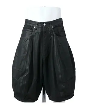 LU'U DAN Puffa Denim Shorts - Black