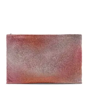 Benedetta Bruzziches Rhinestone Embellished Mesh Clutch Bag - Nude