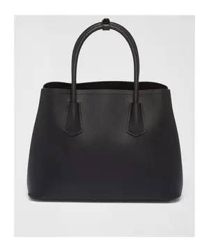 Prada Double Medium Saffiano Leather Bag - Black