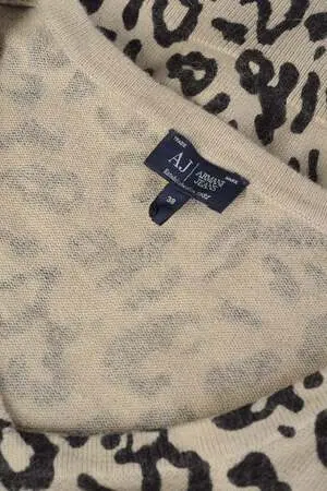 Giorgio Armani V-neck Pullover With Graphic Leopard Print And Pocket Detail