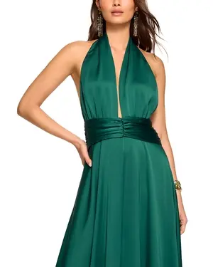 Ramy Brook Jasmine Plunge Neck Leg Slit Gown