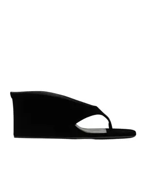 Alaïa Velvet Thong Wedge Mules