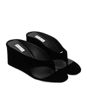 Alaïa Velvet Thong Wedge Mules