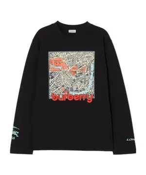 Burberry Long-sleeve London Map Cotton T-shirt