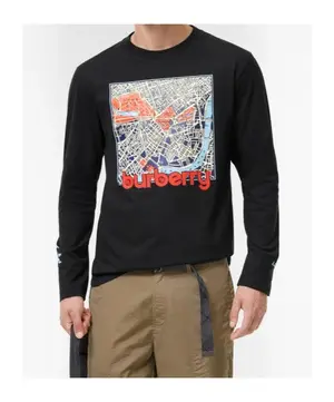 Burberry Long-sleeve London Map Cotton T-shirt