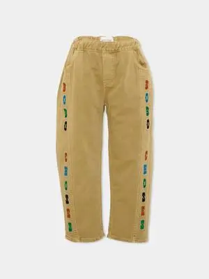 BOBO CHOSES Organic Cotton Twill Pants With Embroidered Logo