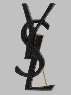 Saint Laurent Logo Brooch - Black