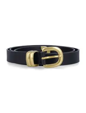 BY MALENE BIRGER 2.5 Cm Smooth Leather Waist Belt With Gold-tone Buckle - Nero
