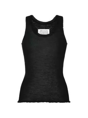 MAISON MARGIELA Wool Tank Top With Wide Neckline And Back Stitch Detail - Nero