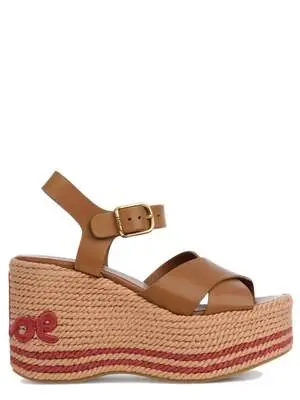 Chloé Elegant Wedge Sandals - Marrone
