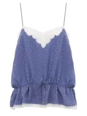 Chloé Silk Lace-trim Drawstring Waist Mini Dress With Gold-tone Tips