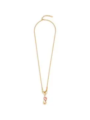 Chloé Tropicus Adjustable Infinity Flamingo Pendant Necklace In Gold Brass