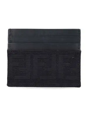 Fendi Ff Zucca Mini Card Holder With Calfskin, 6 Card Slots