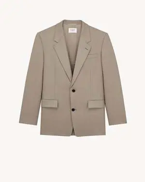 Saint Laurent Fluid Single-button Jacket - Beige Fonce