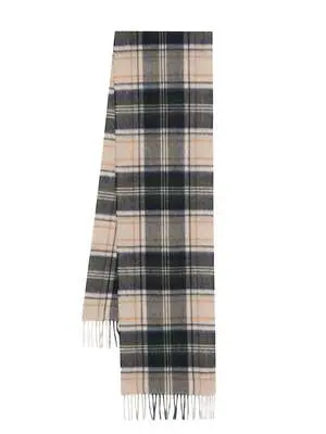 Barbour Wool-cashmere Blend Tartan Check Fringed Edge Rectangle Scarf - Beige