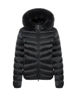 COLMAR Down Puffer Jacket With Faux Fur Hood - Black
