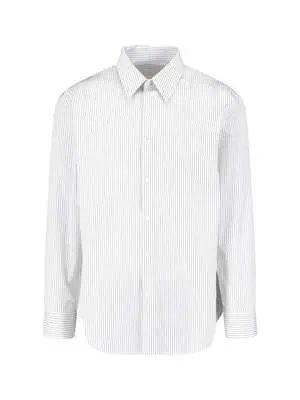 Saint Laurent Striped Long Sleeve Button-up Shirt - White