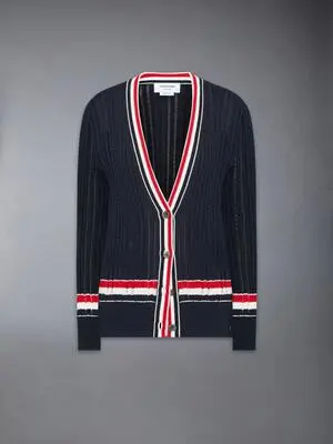 Thom Browne Elongated Cable Knit V-neck Cardigan