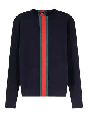 Gucci Web Intarsia Crewneck Sweater - Blu
