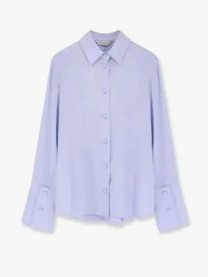 Max Mara Silken Blouse With Spread Collar And Button-up Front