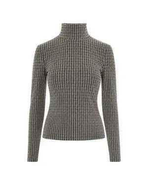 Patrizia Pepe Houndstooth Turtleneck Long Sleeve Sweater