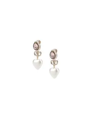 Valentino Garavani Crystal Teardrop And Heart Pearl Drop Earrings