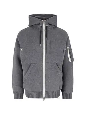 Sacai Utility Zip-up Hoodie - Grey
