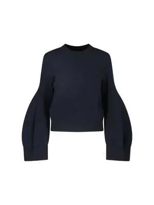 Sacai Cropped Mock Neck Sweatshirt With Sculpted Sleeves