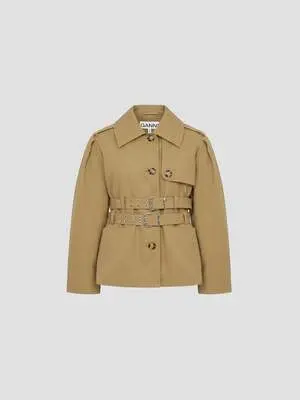 GANNI Workwear Canvas Short Peplum Jacket - Ermine