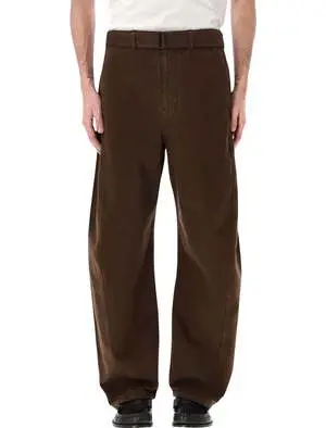 LEMAIRE Twisted Straight-leg Trousers With Belt - Brown