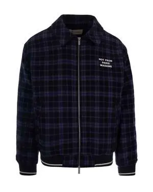 Drole De Monsieur Plaid Zip-front Jacket - Navy