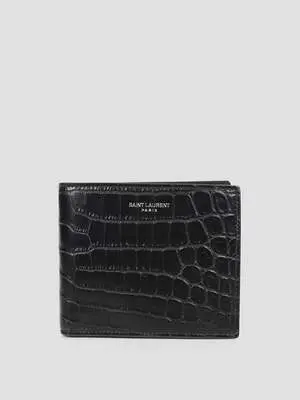 Saint Laurent Embossed East/west Bi-fold Leather Wallet - Nero