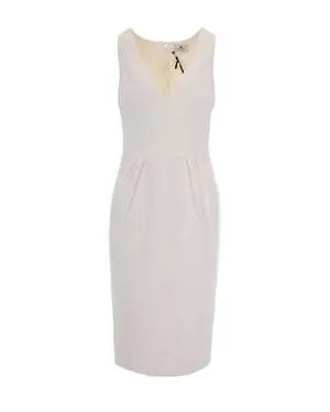 Elisabetta Franchi Sleeveless V-neck Midi Dress - Avorio